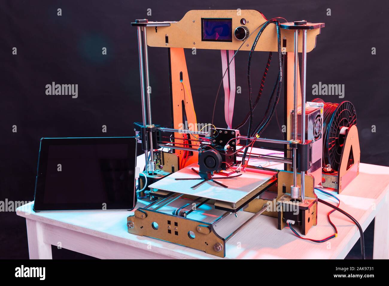 Electronic three dimensional plastic printer during work in school ...
