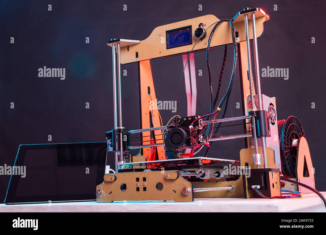 Electronic three dimensional plastic printer during work in school ...