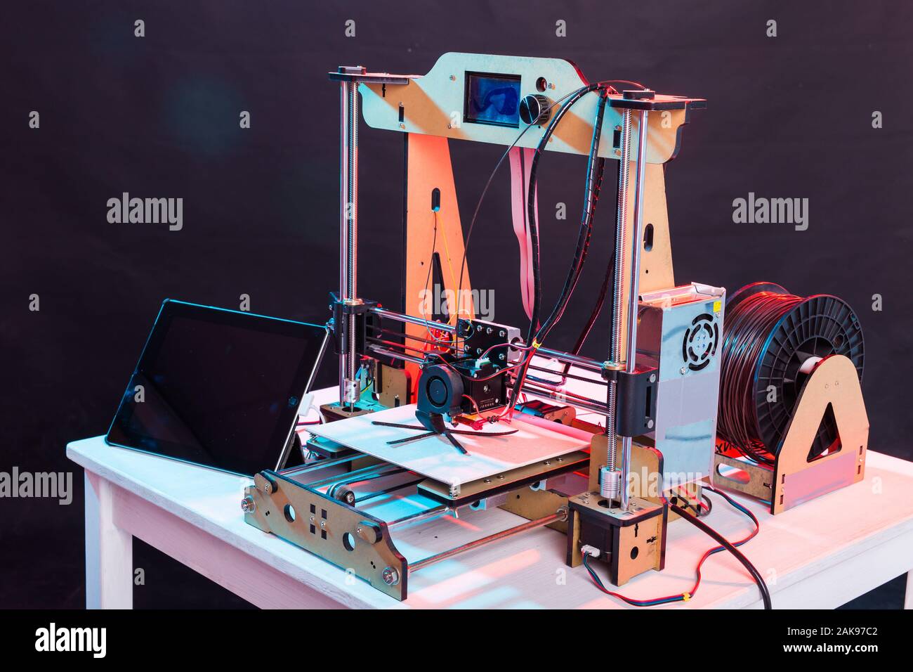Electronic three dimensional plastic printer during work in school ...