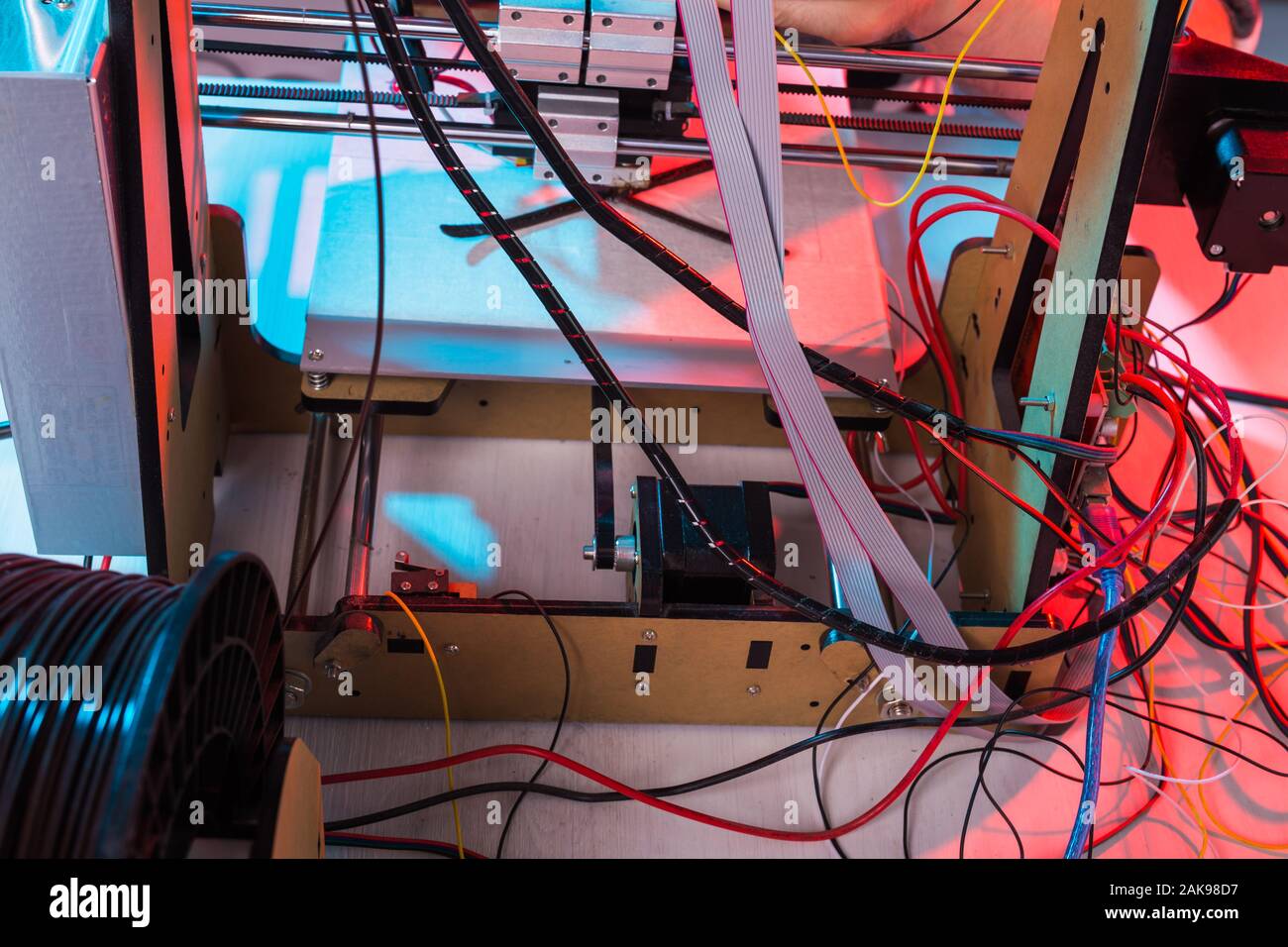 Electronic three dimensional plastic printer during work in school ...