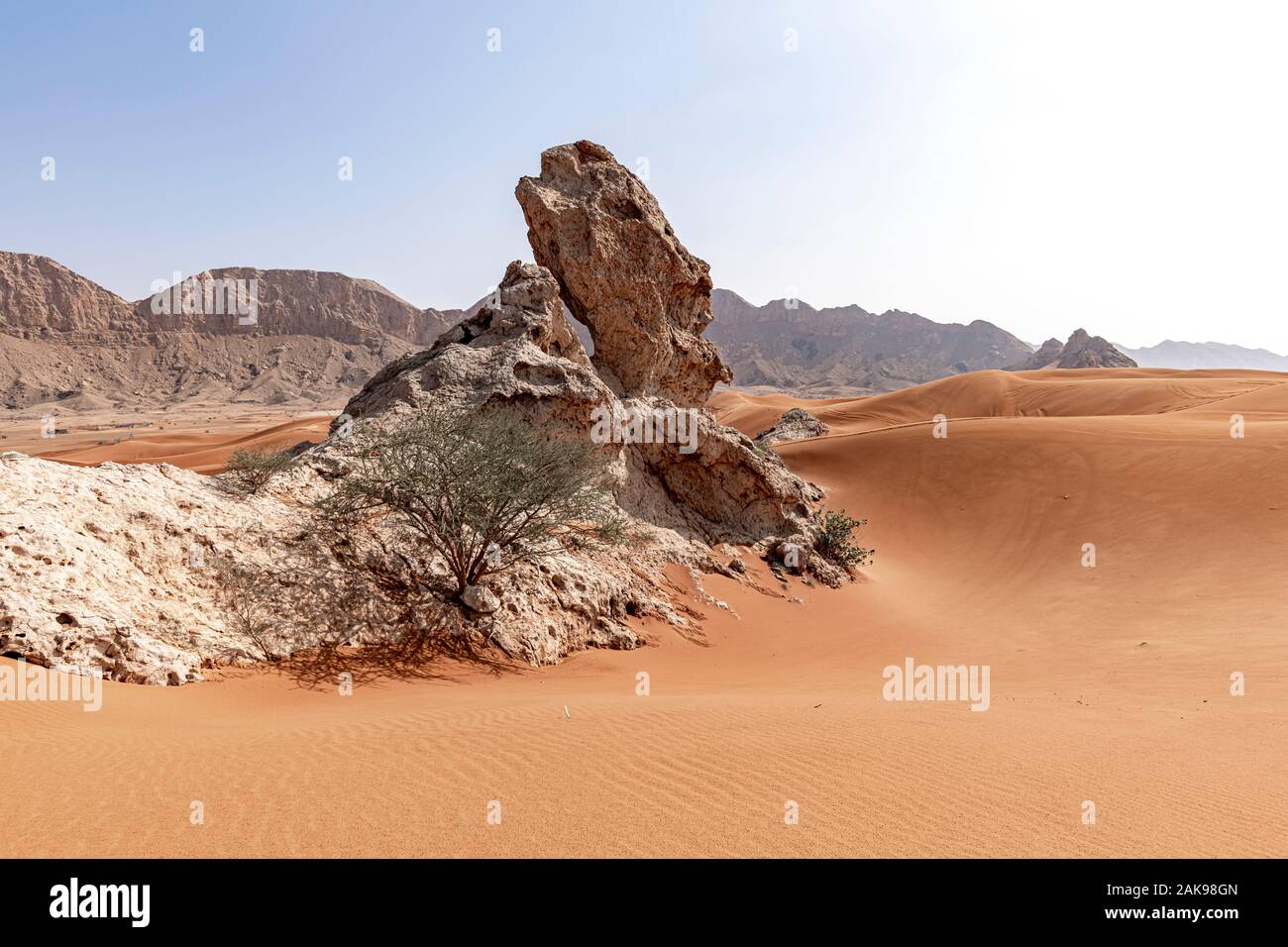 Rock formation in the desert resembling a Sphinx in Sharjah, United ...