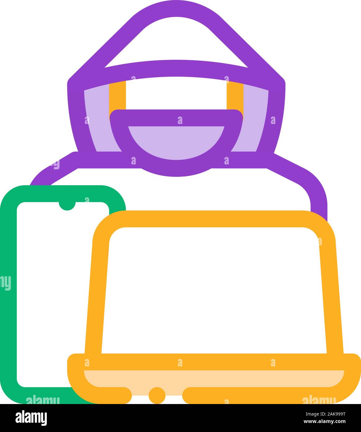 Theft of Technology Laptop, Smartphone Icon Vector Outline Illustration ...
