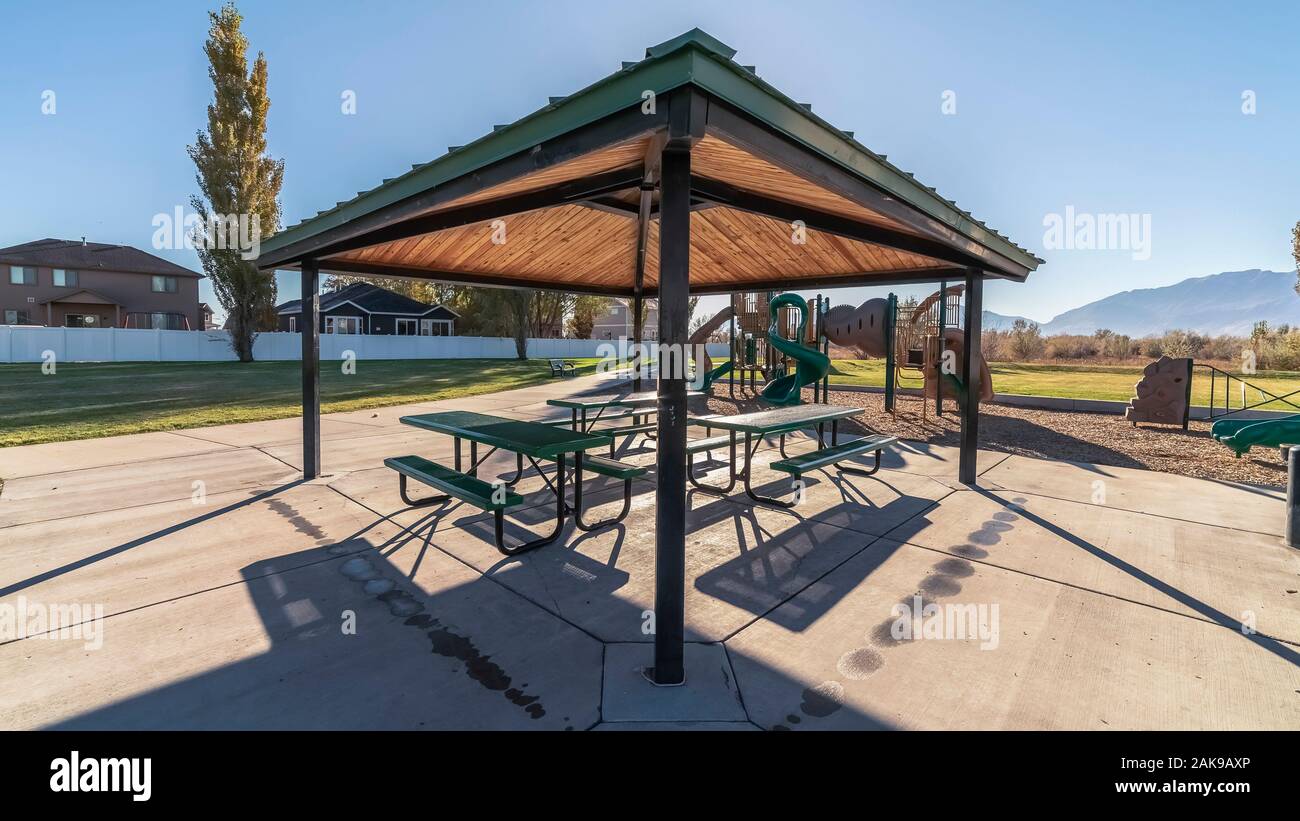 A frame picnic tables hi-res stock photography and images - Alamy
