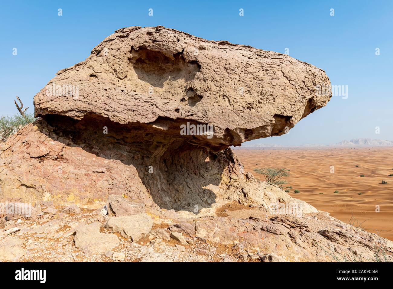 Closeup of pink rock formation in the desert, Sharjah, United Arab ...