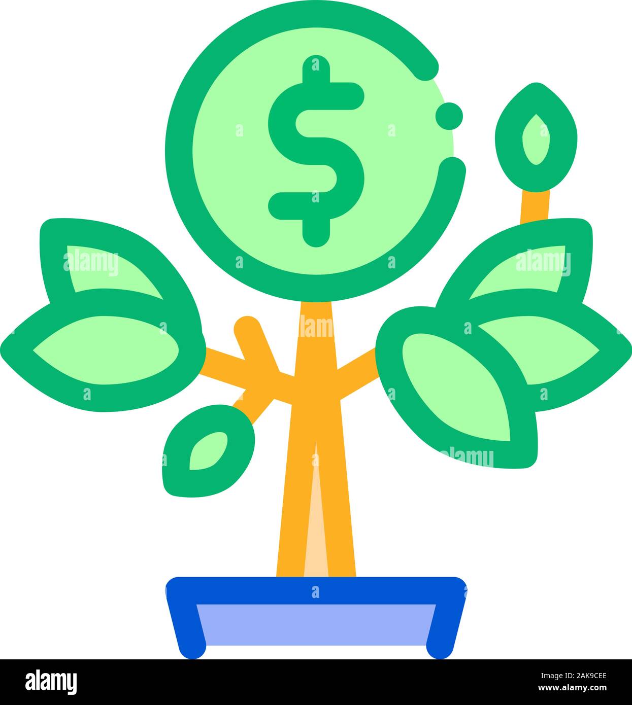 Money Tree Pot Icon Vector Outline Illustration Stock Vector Image ...