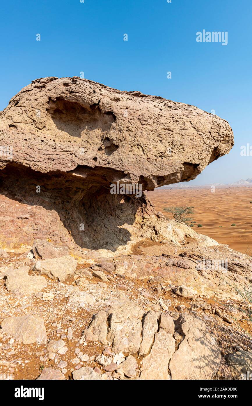 Closeup of pink rock formation in the desert, Sharjah, United Arab ...