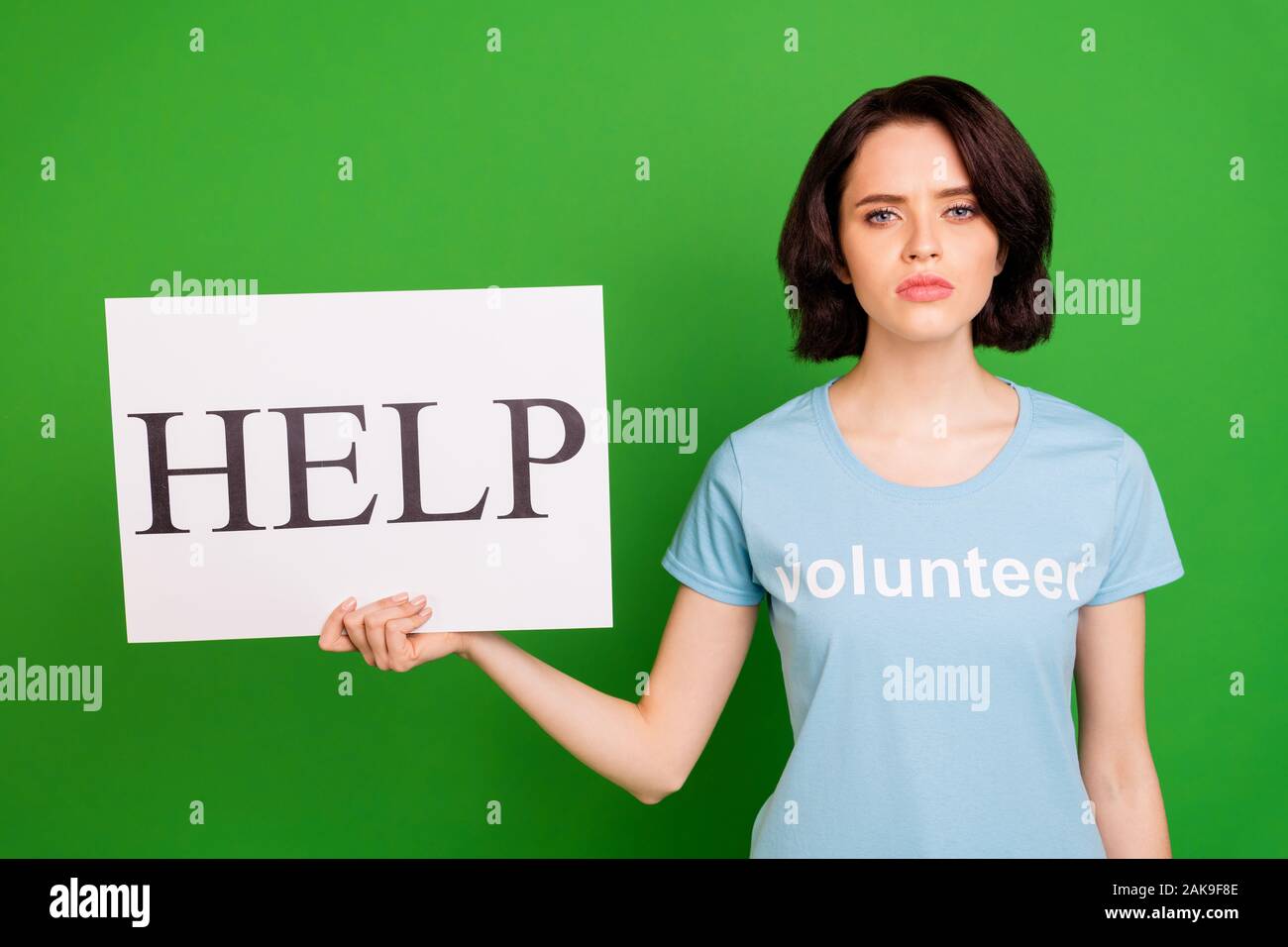 Close-up portrait of her she nice attractive sullen gloomy depressed ...