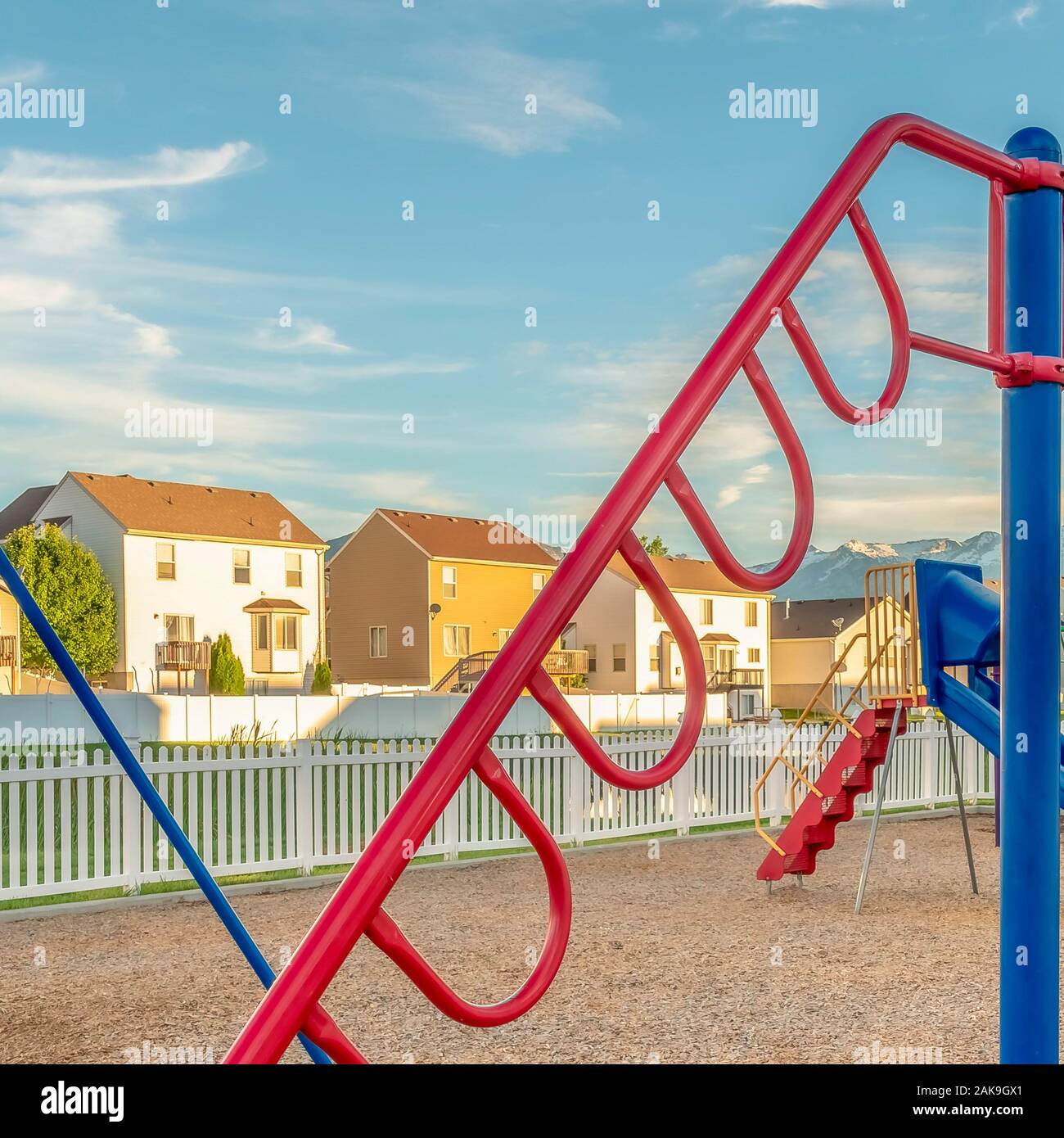 Square frame Fun playground for children with colorful slides swings ...