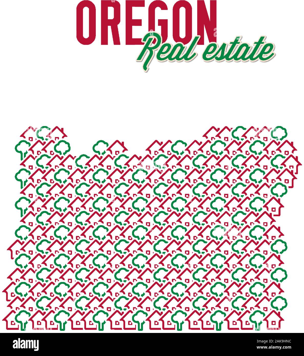 Oregon real estate properties map. Text design. Oregon US state realty ...