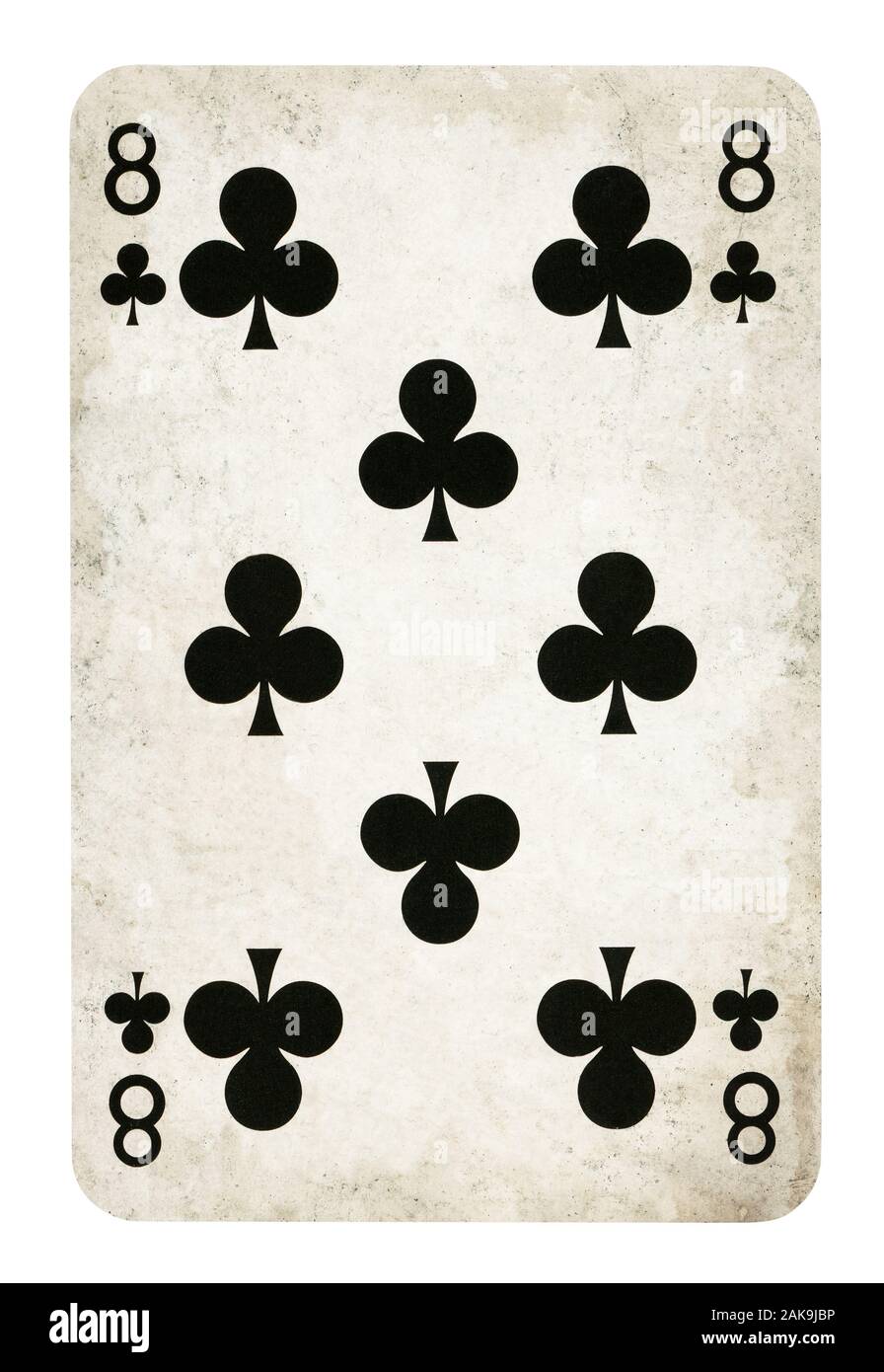 Eight of Clubs Vintage playing card - isolated on white (clipping path ...