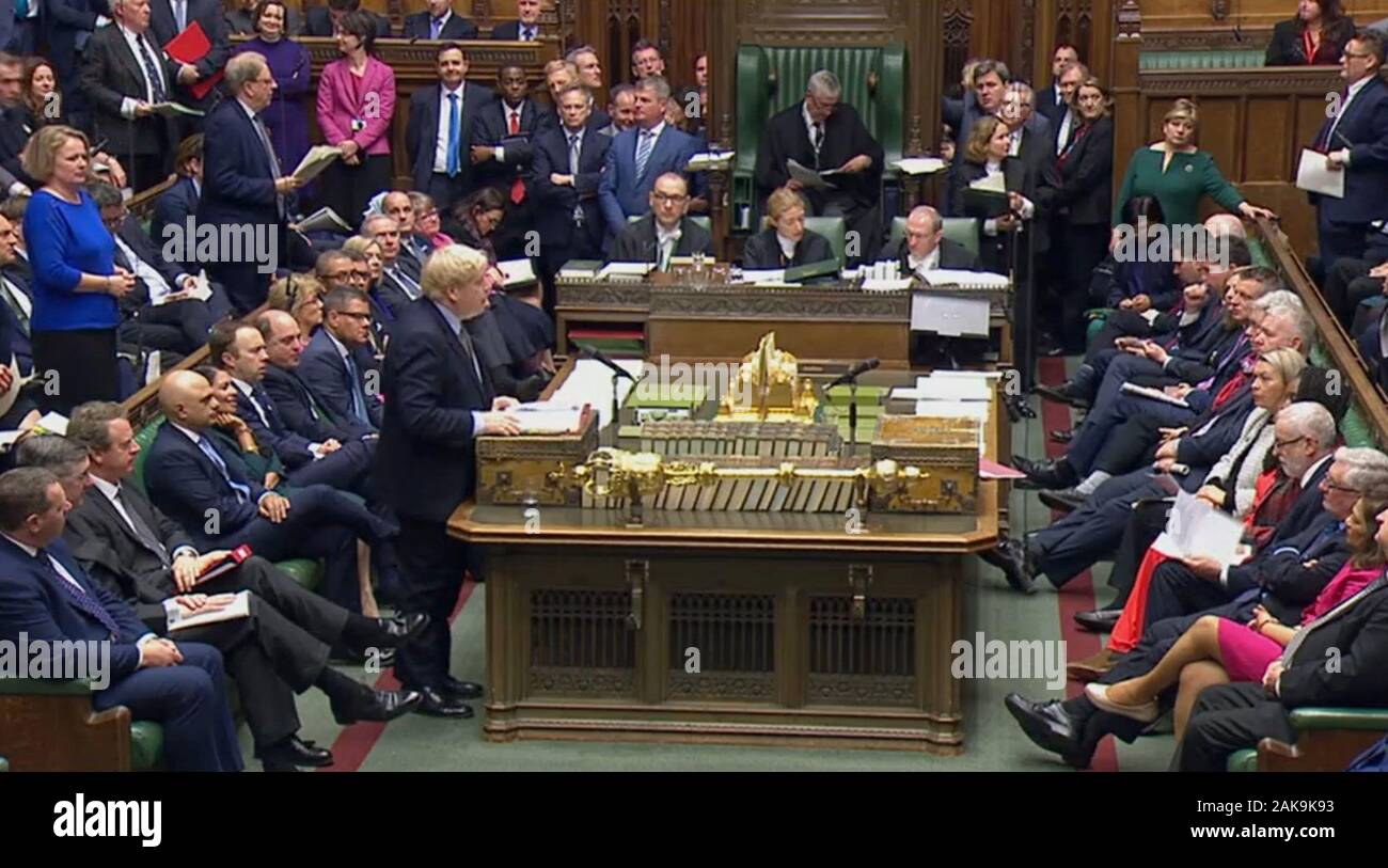 Prime Minister Boris Johnson speaks during Prime Minister's Questions ...