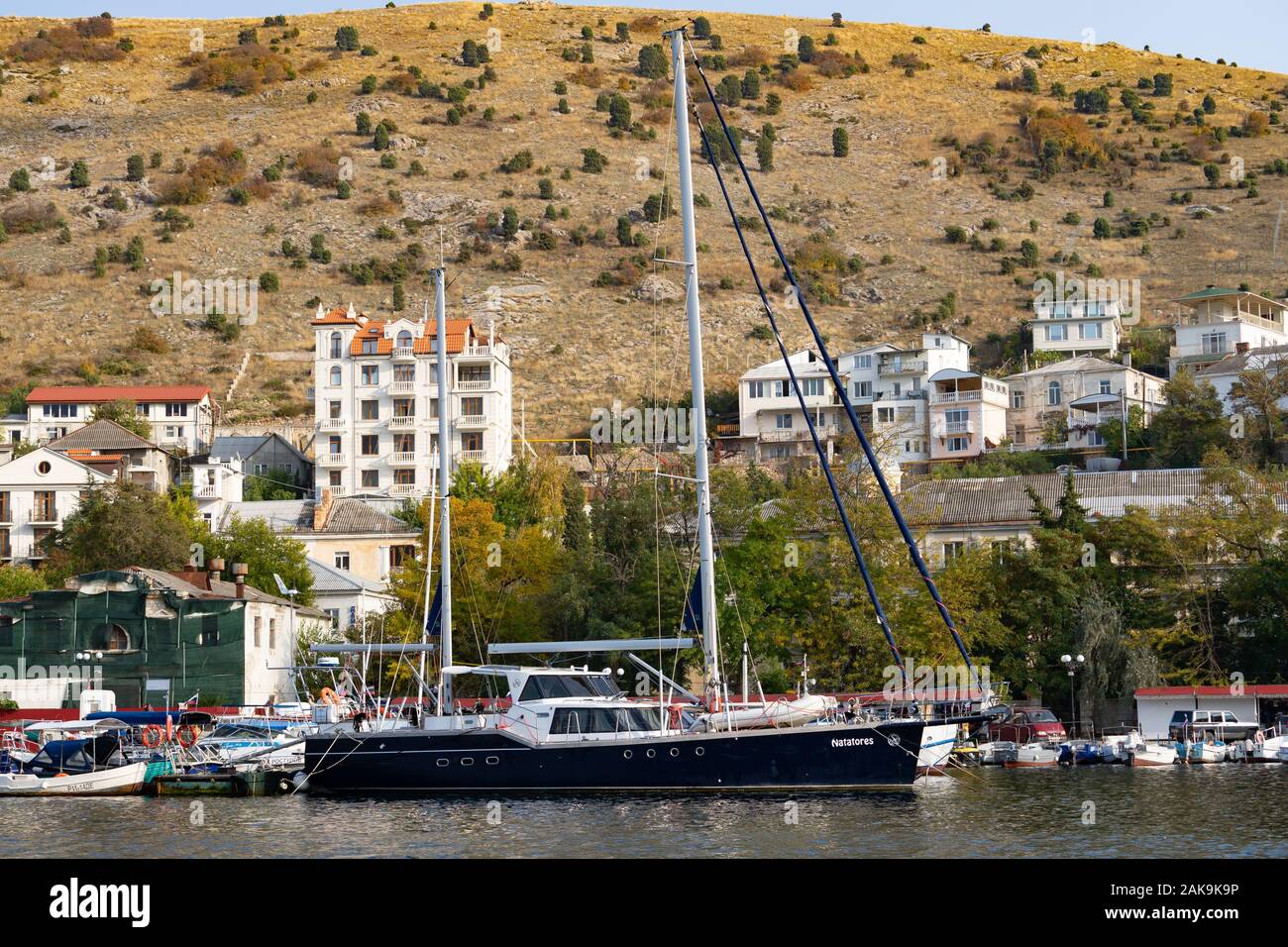Balaklava, Crimea-October 19, 2017: Urban landscape with views of the ...