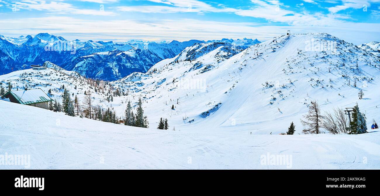 Spectacular winter scenery of Dachstein Alps, famous for many ski zones ...
