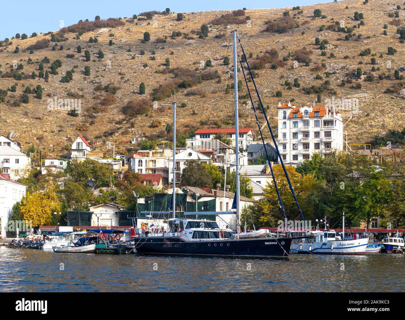 Balaklava, Crimea-October 19, 2017: Urban landscape with views of the ...