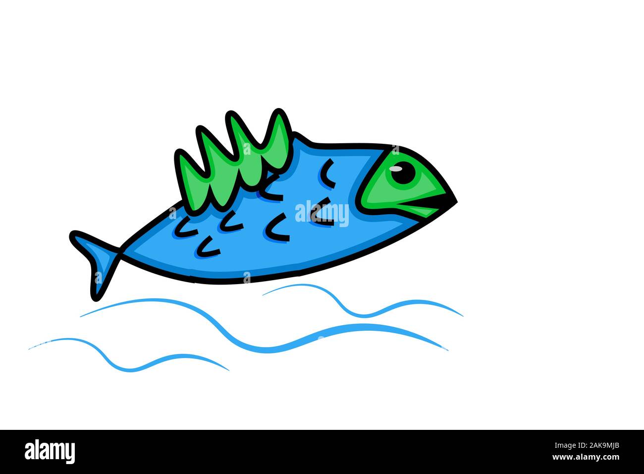 Fish icon with waves isolated on white background. Symbol of fishing ...