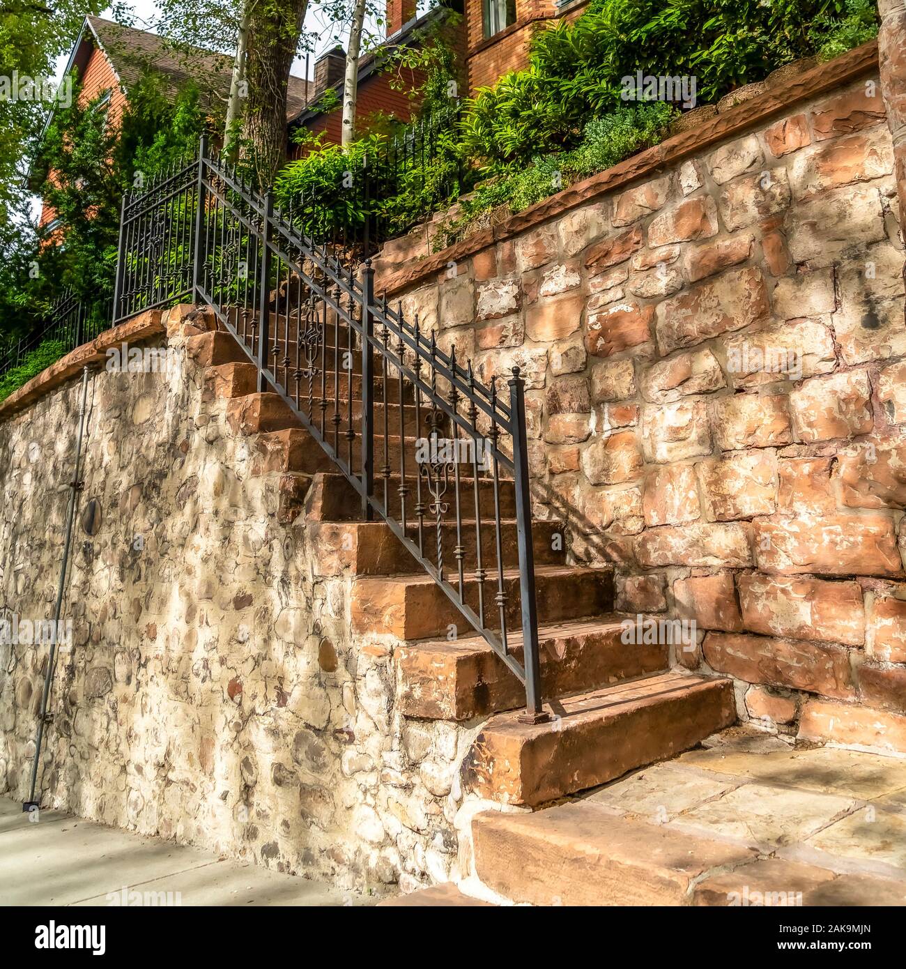 Outside Stone Wall And Stairs Old Stone Stairs In The Park Royalty