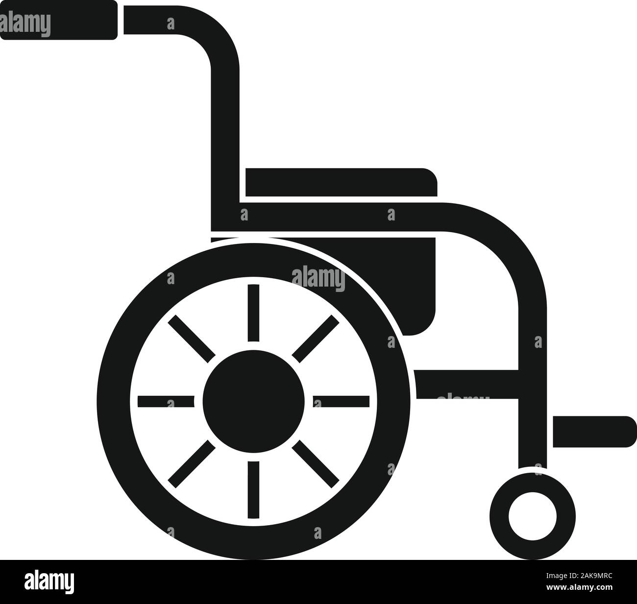 Side view wheelchair icon. Simple illustration of side view wheelchair ...