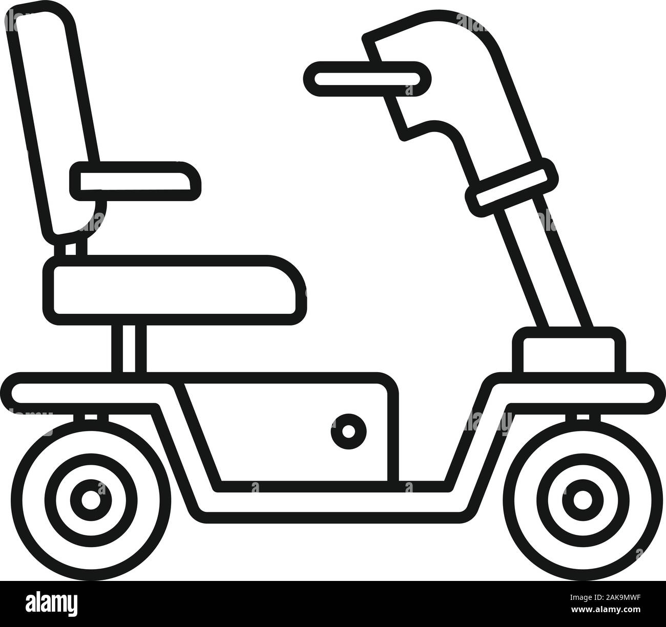 Motorized wheelchair icon. Outline motorized wheelchair vector icon for ...