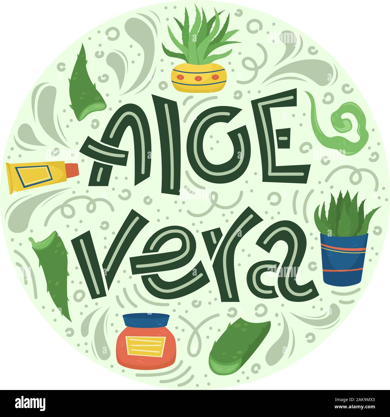 Creative vector illustration with lettering - Aloe Vera. Home medicinal ...