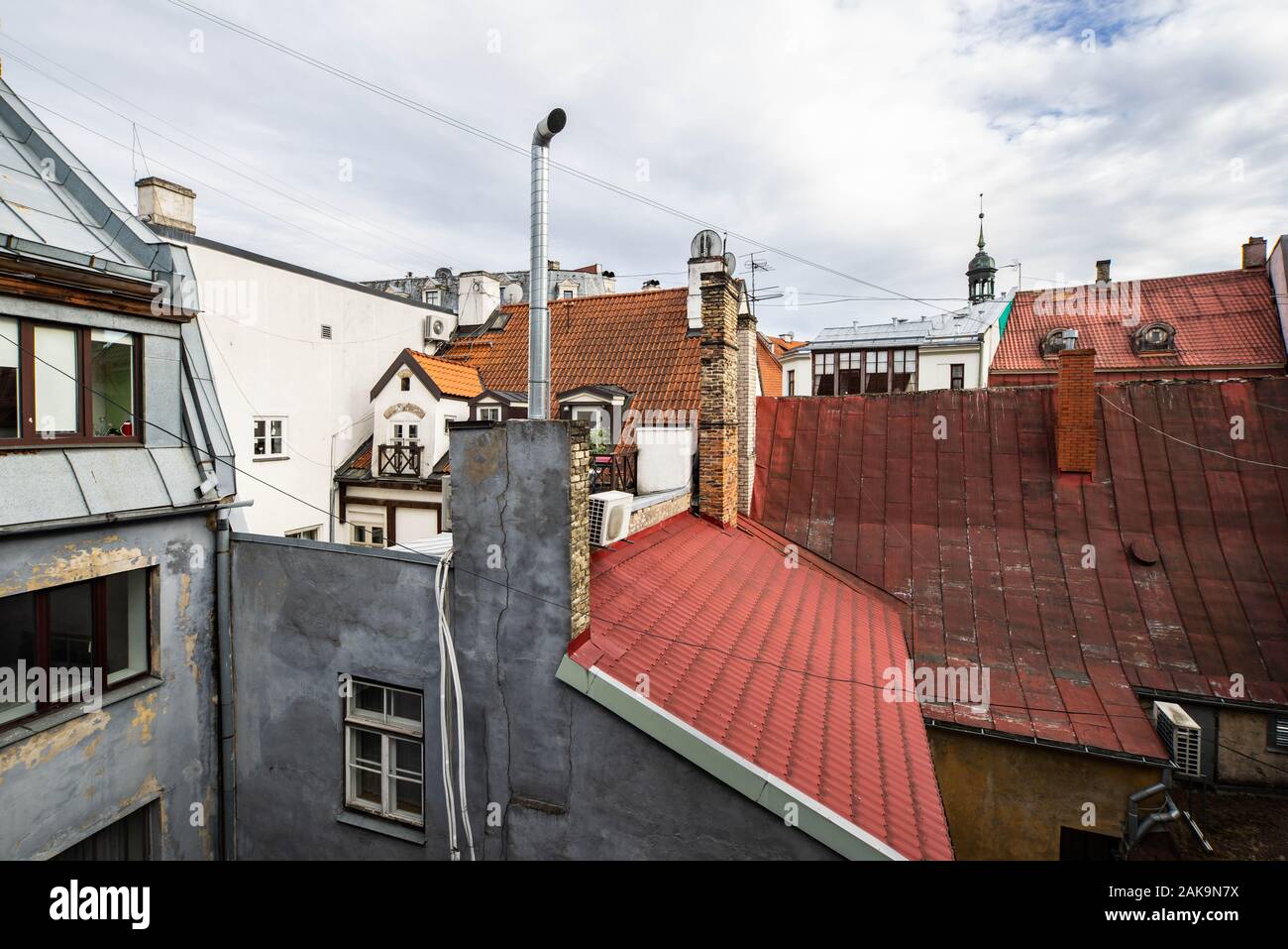 View of the red-tiled roofs. Traditional European architecture Stock ...
