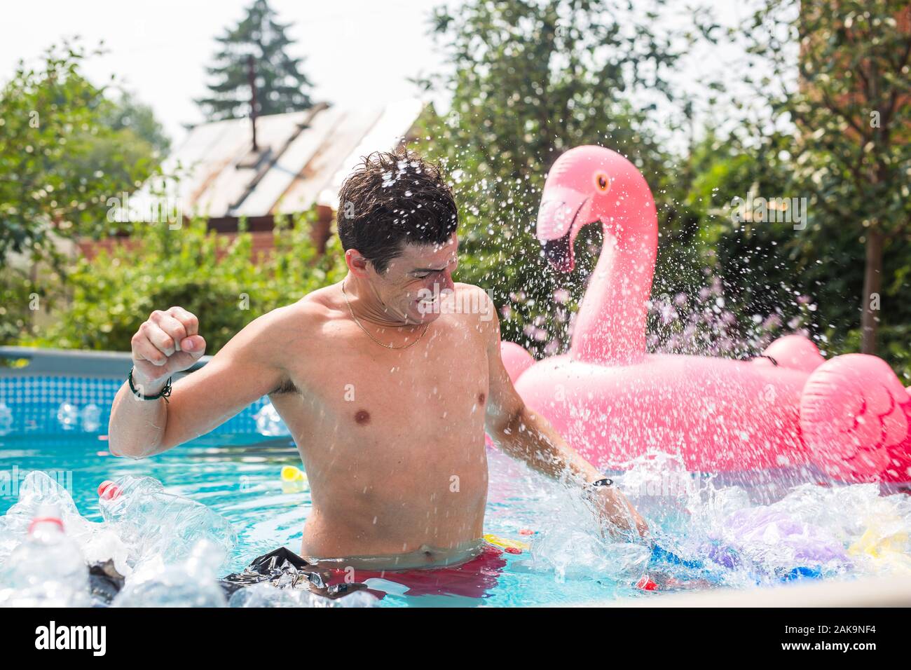 Ecology, plastic trash, environmental emergency and water pollution ...