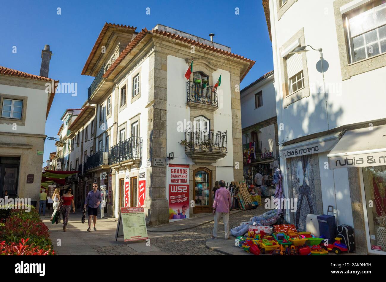 Valenca, Portugal : People walk in the historic center of Valenca ...