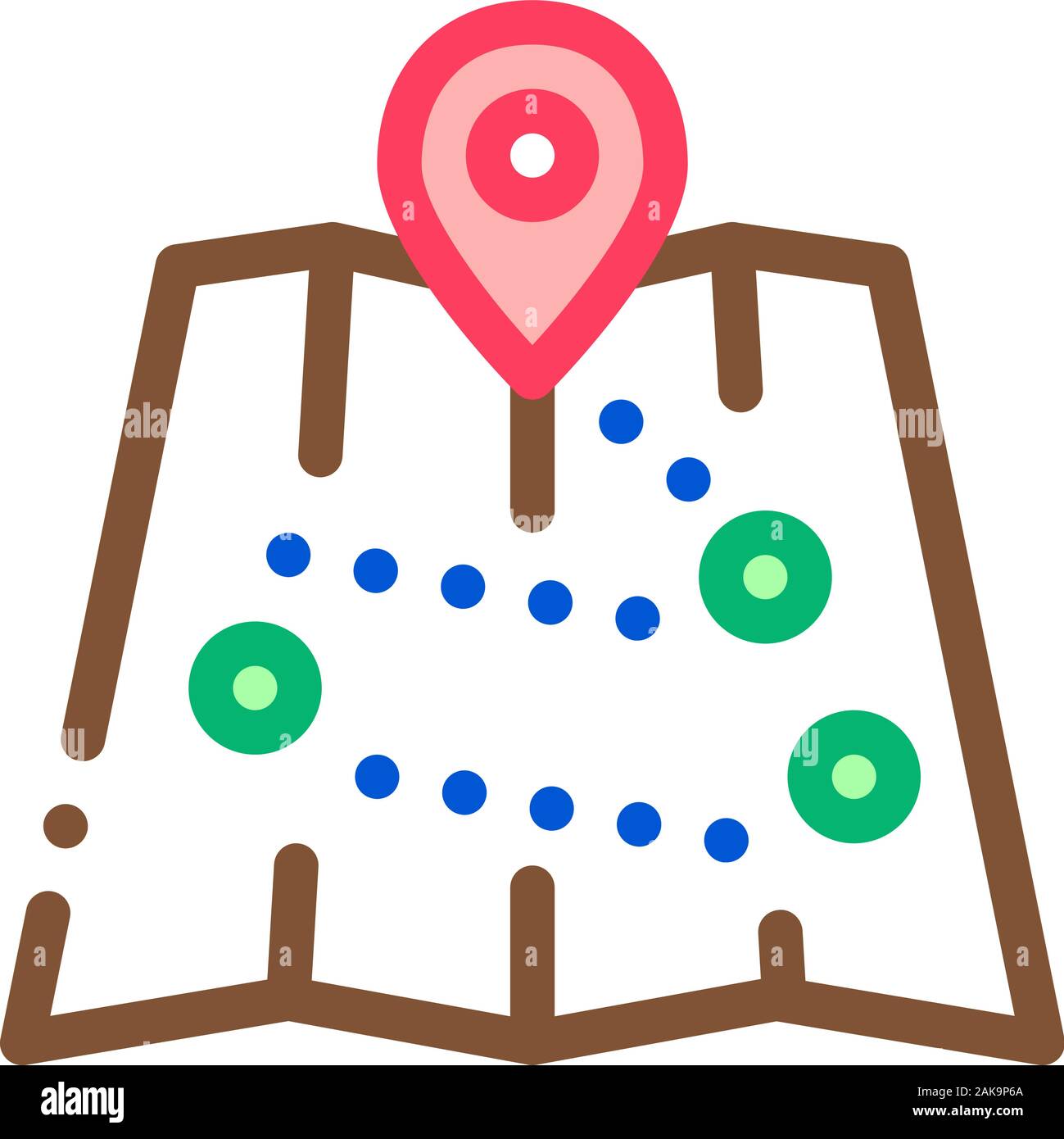 Tourist Map with Locations Icon Vector Outline Illustration Stock ...