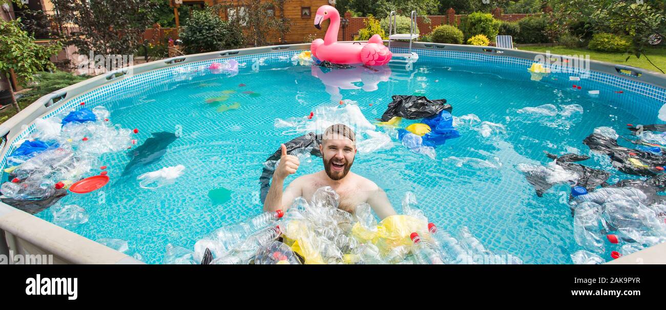 Problem of trash, plastic recycling, pollution and environmental ...