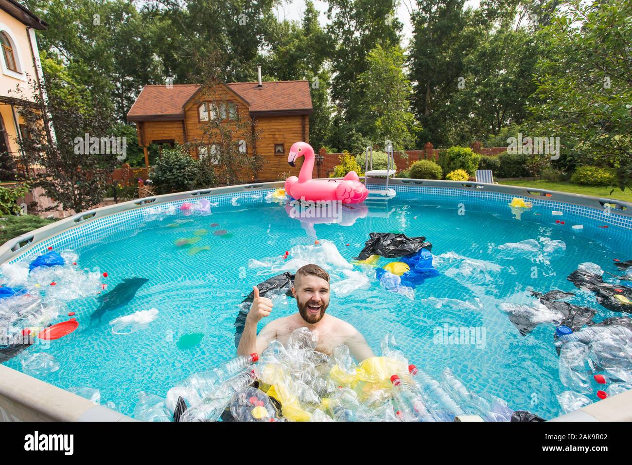 Problem of trash, plastic recycling, pollution and environmental ...