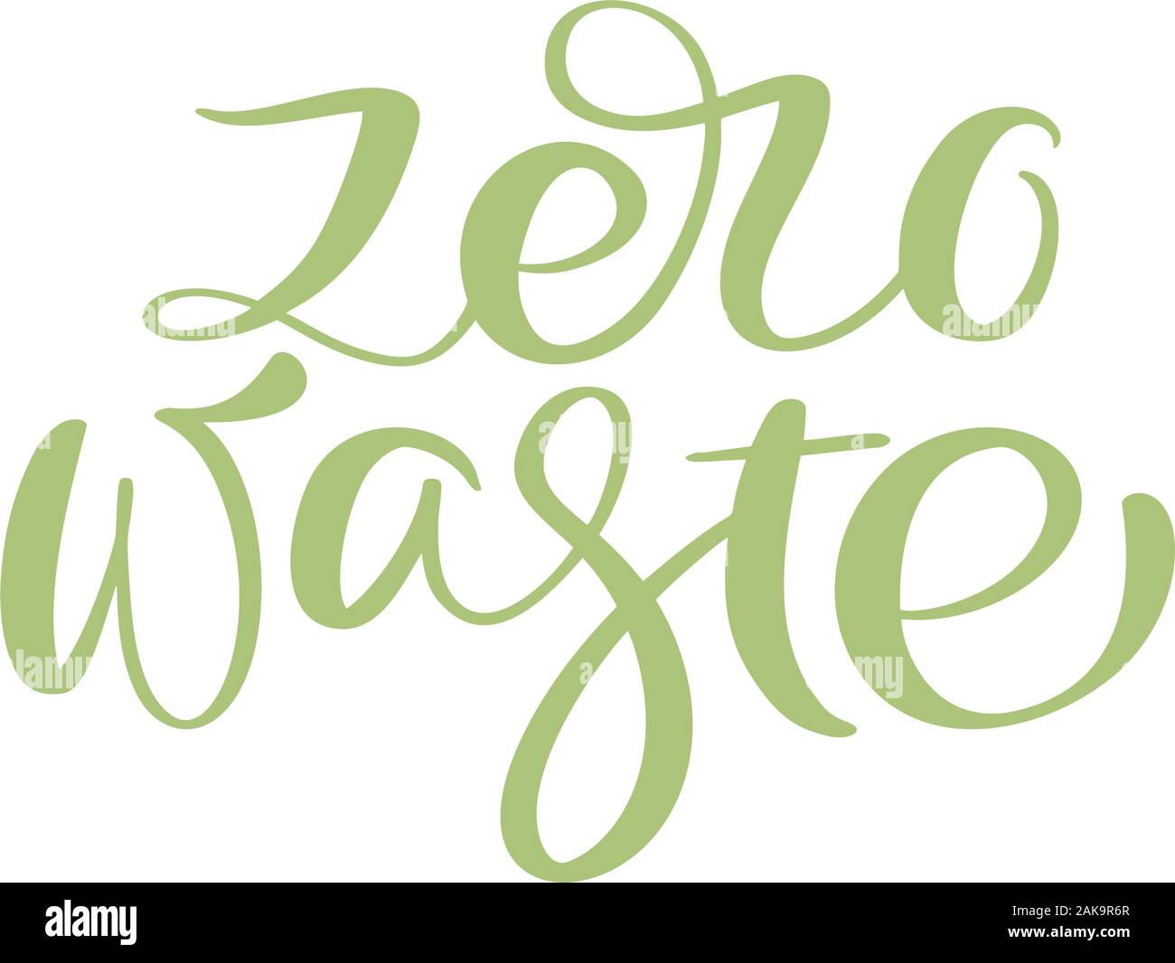 Zero Waste trendy green logo. Calligraphic vector text icon, sign or ...