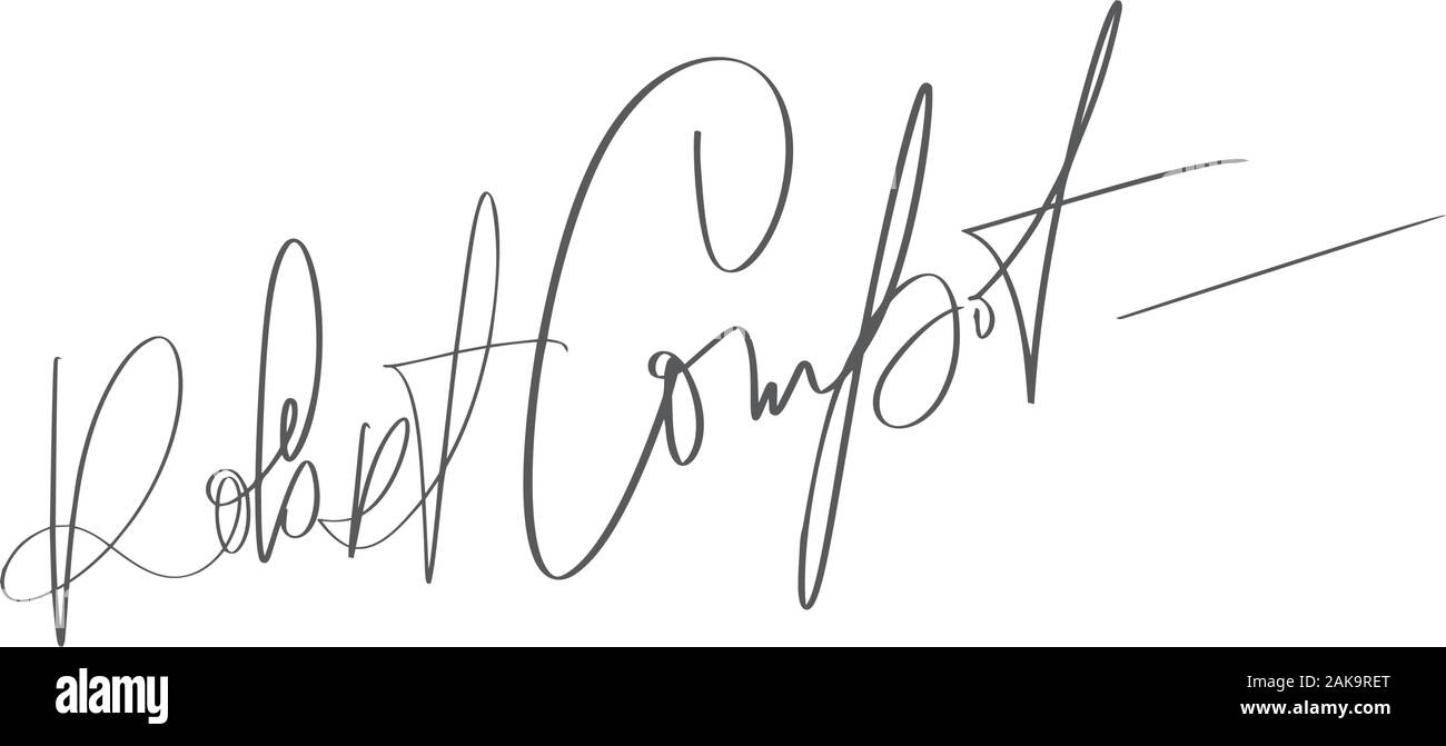 Manual signature for documents on white background. Hand drawn ...