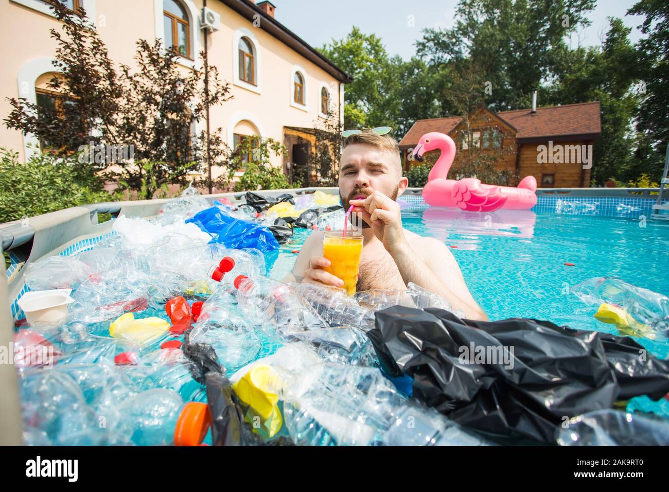 Problem of trash, plastic recycling, pollution and environmental ...