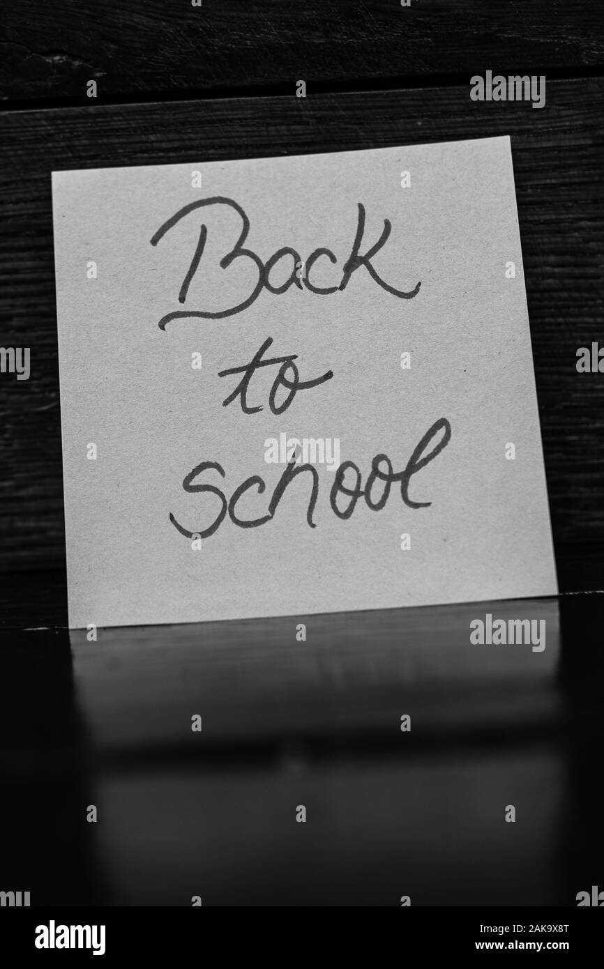 Text back school in Black and White Stock Photos & Images - Alamy