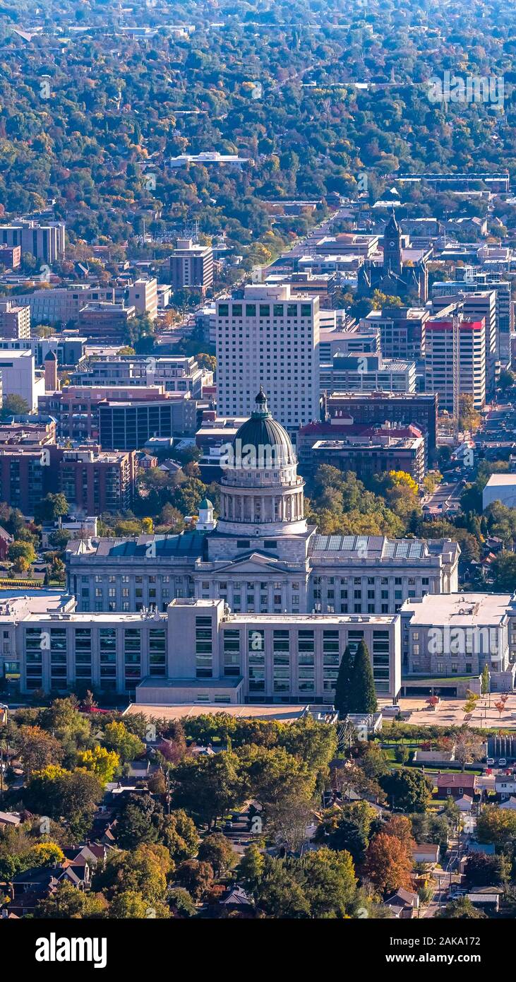 Vertical Aerial view of Salt Lake City Utah Stock Photo - Alamy