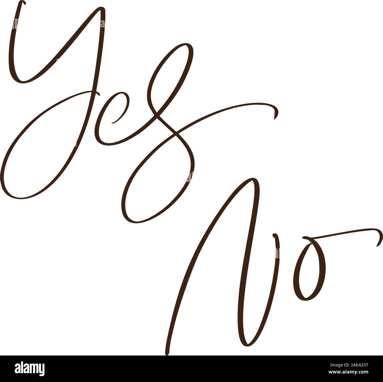 Yes and No button text. Hand drawn lettering design, vector ...