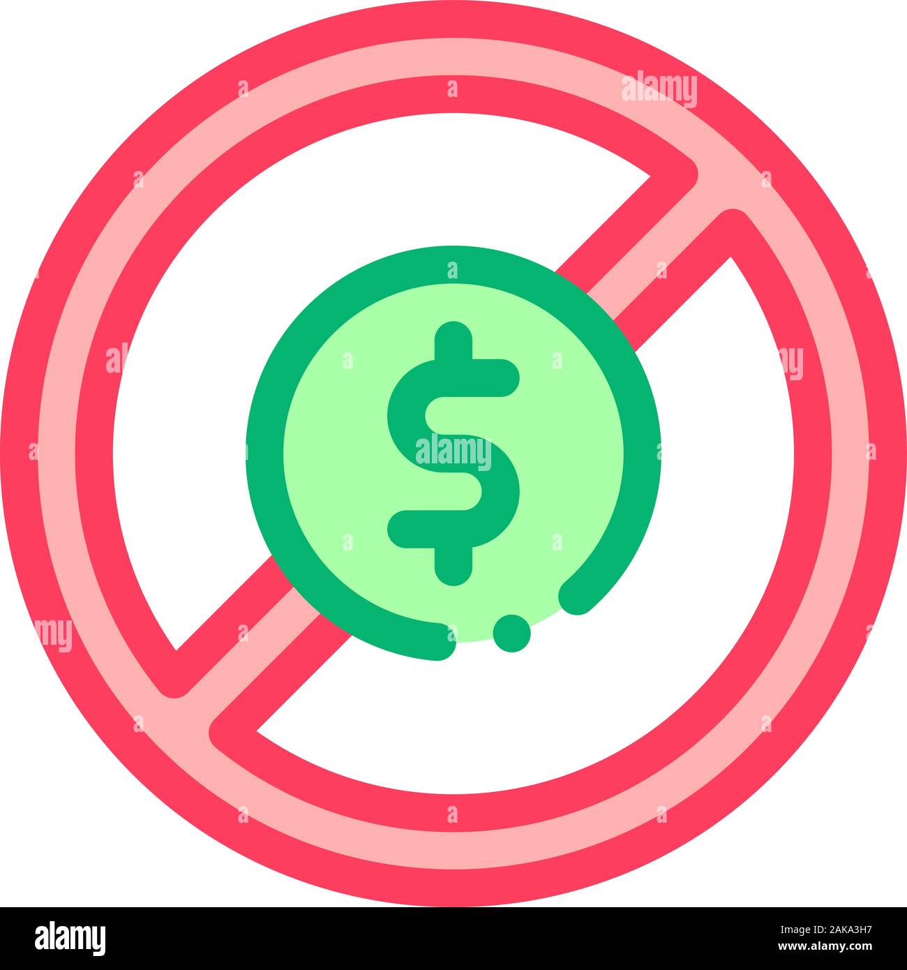 Dollar Banknote Ban Icon Vector Outline Illustration Stock Vector Image ...