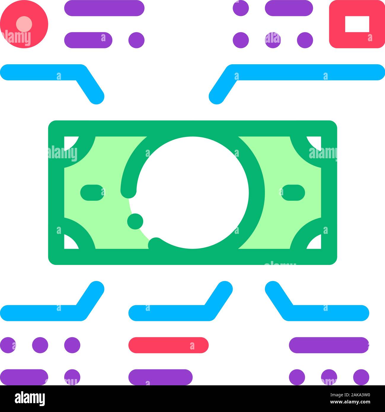 Elements Of Cash Banknotes Icon Vector Outline Illustration Stock ...