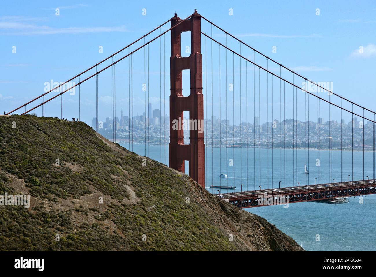 View of the Golden Gate Bridge and downtown from Golden Gate View Point ...