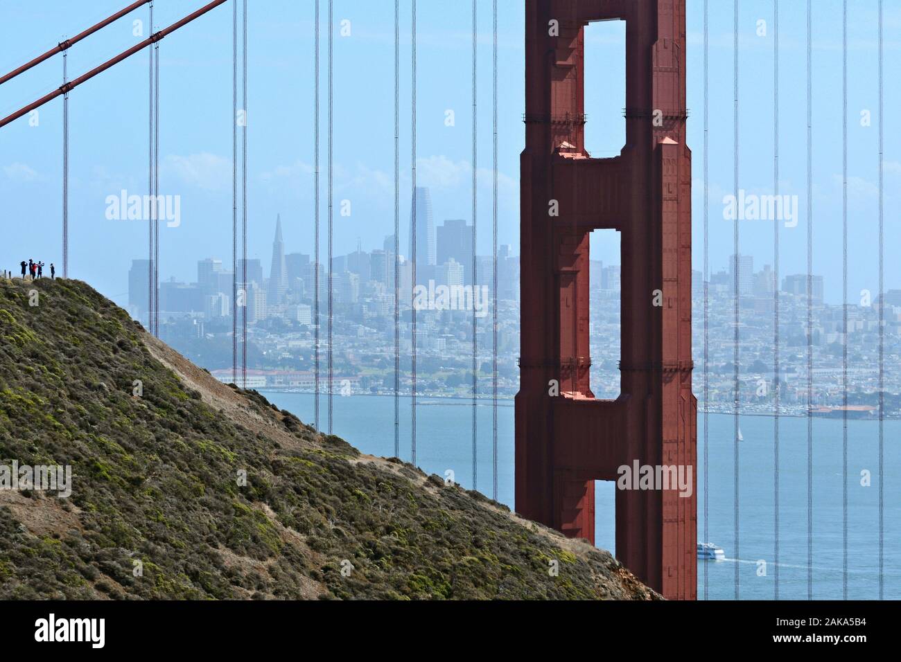 View of the Golden Gate Bridge and downtown from Golden Gate View Point ...