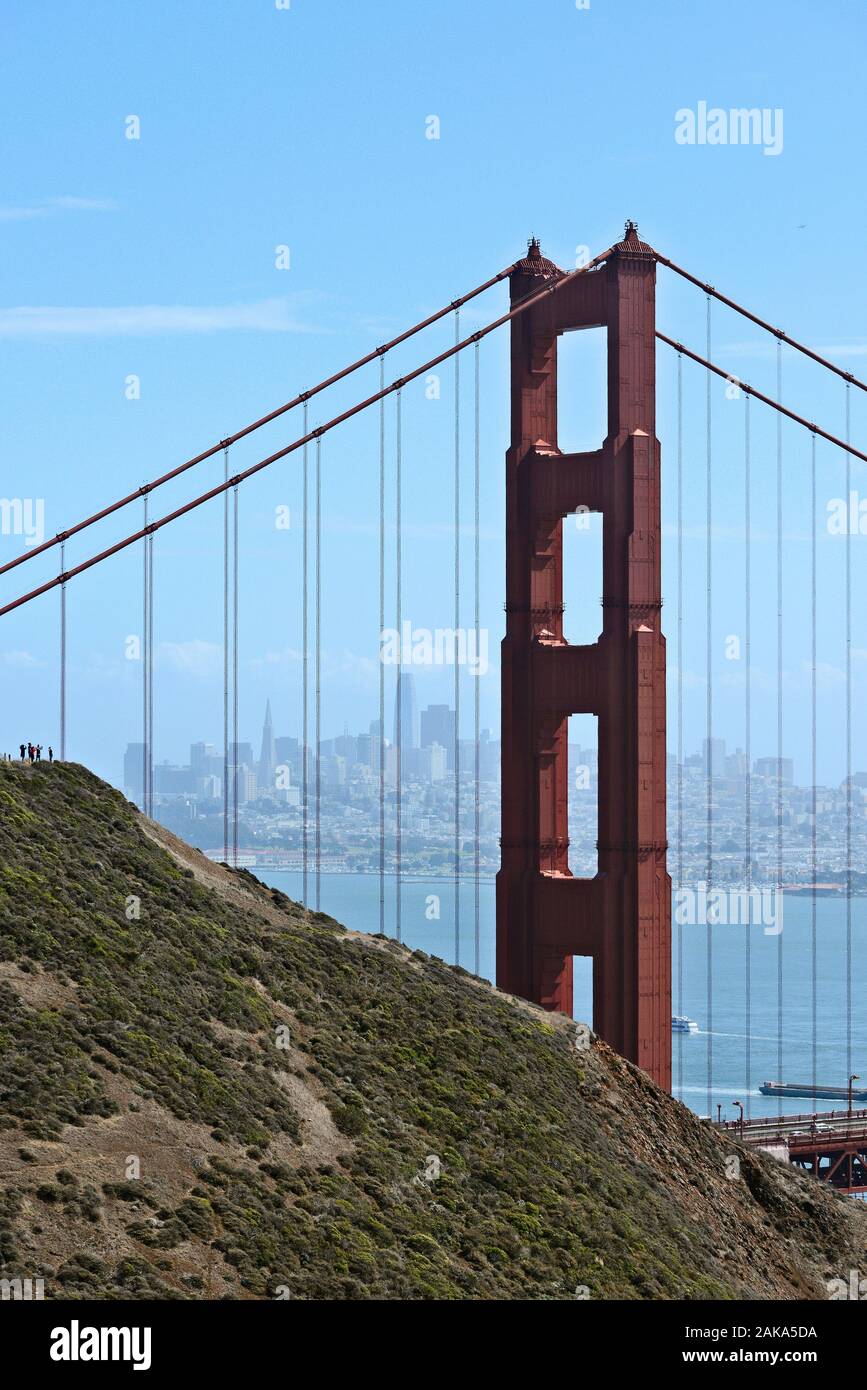 View of the Golden Gate Bridge and downtown from Golden Gate View Point ...