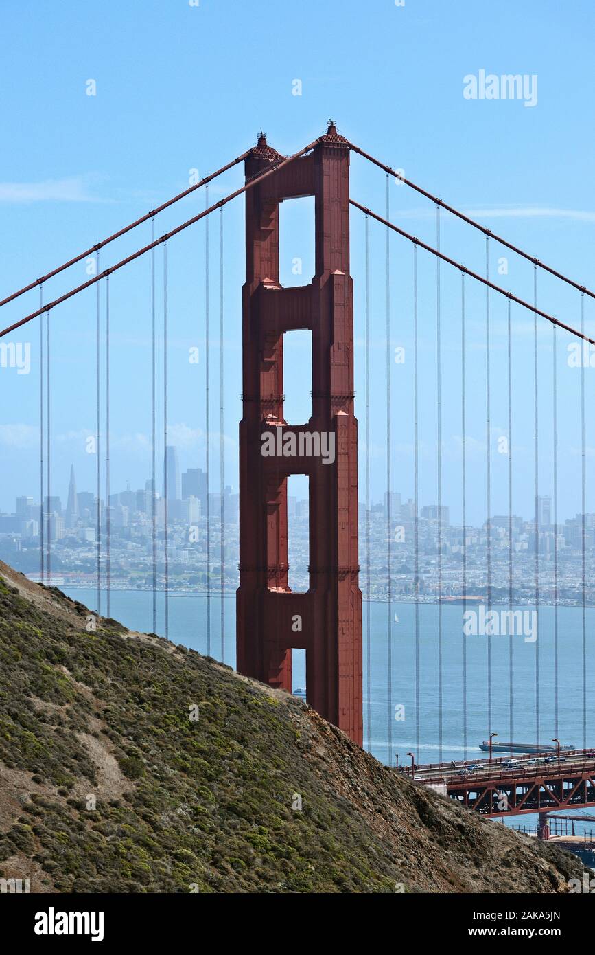View of the Golden Gate Bridge and downtown from Golden Gate View Point ...