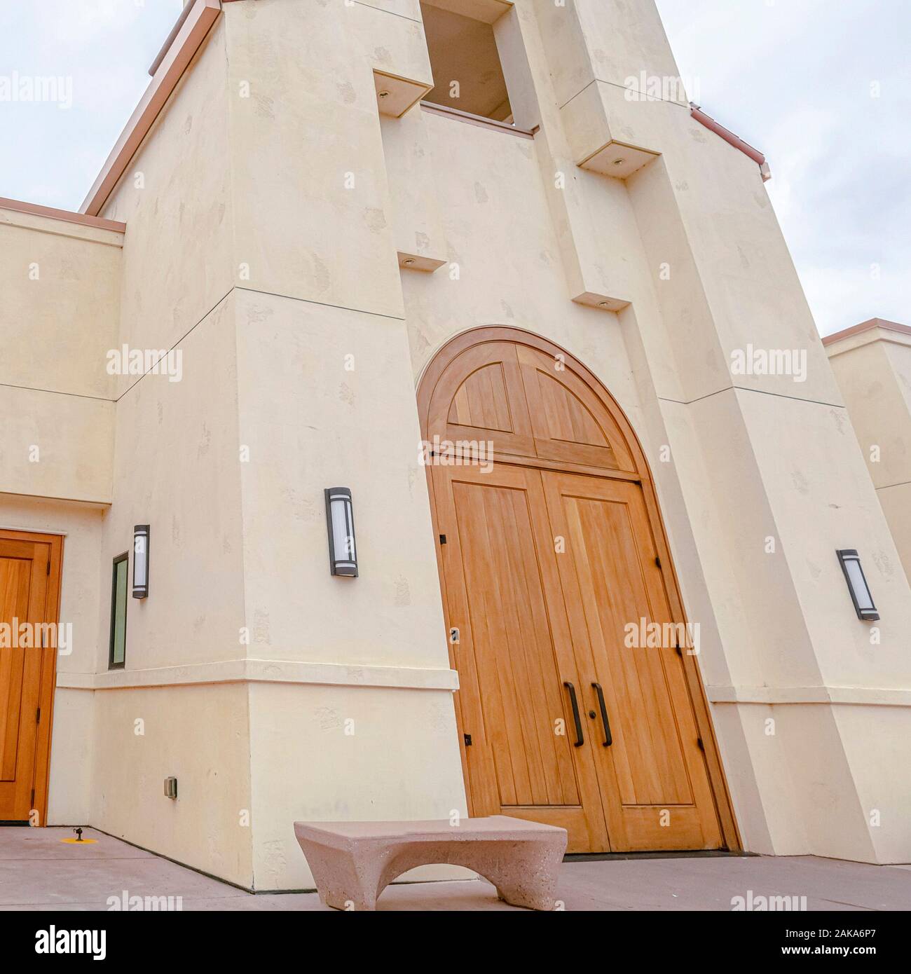 Square Front entrance and facade of a small church Stock Photo - Alamy
