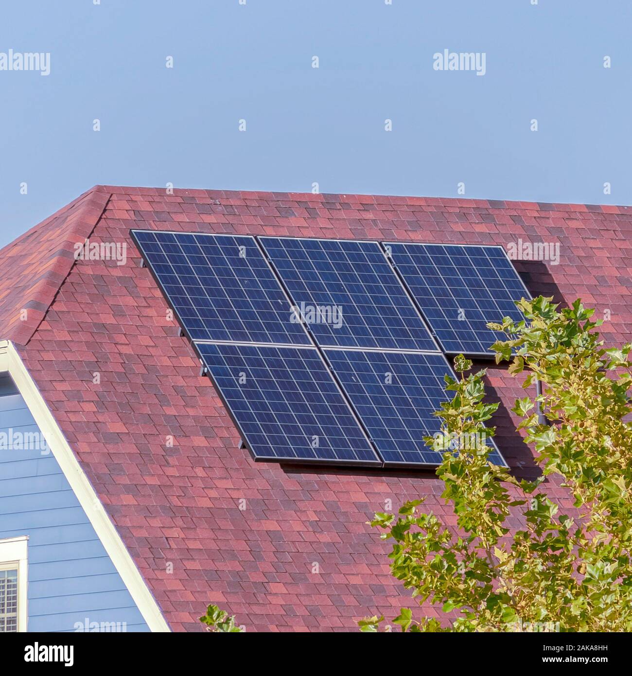 Square Solar photovoltaic panel on a house roof Stock Photo - Alamy