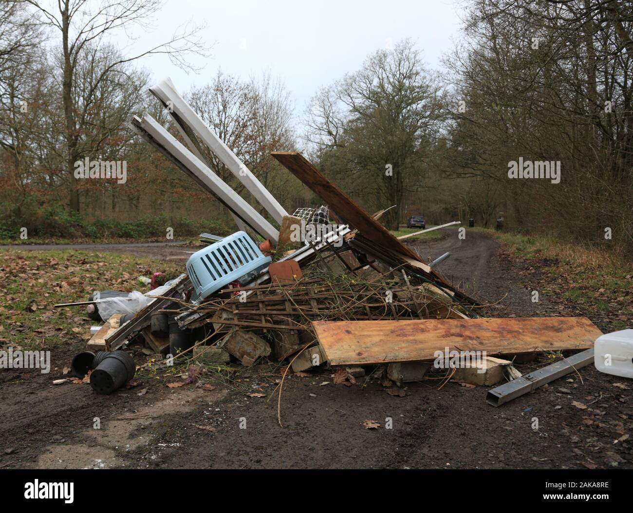 Fly tipping near Eymore wood, Trimpley, Worcestershire, England, UK ...