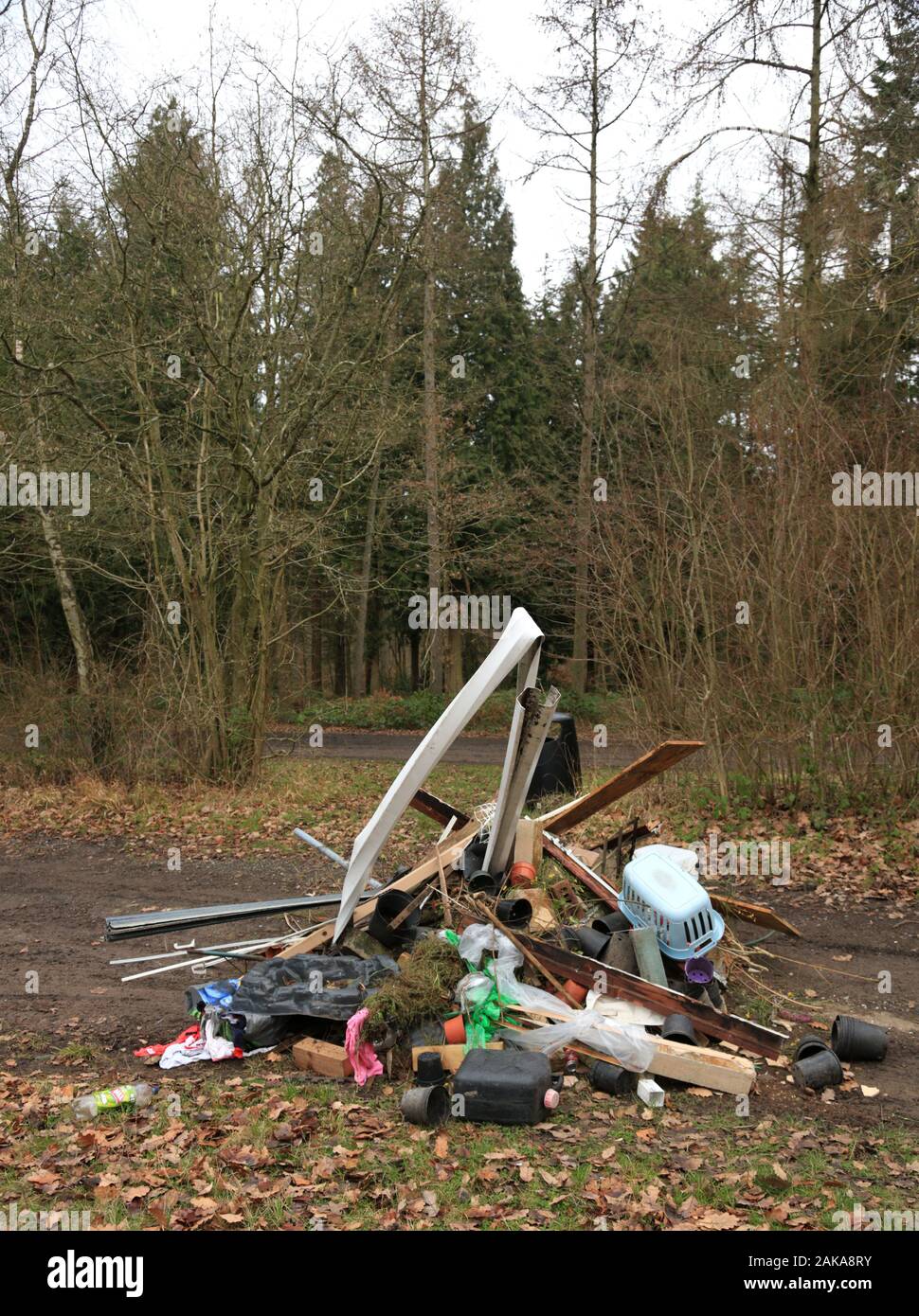 Fly tipping near Eymore wood, Trimpley, Worcestershire, England, UK ...