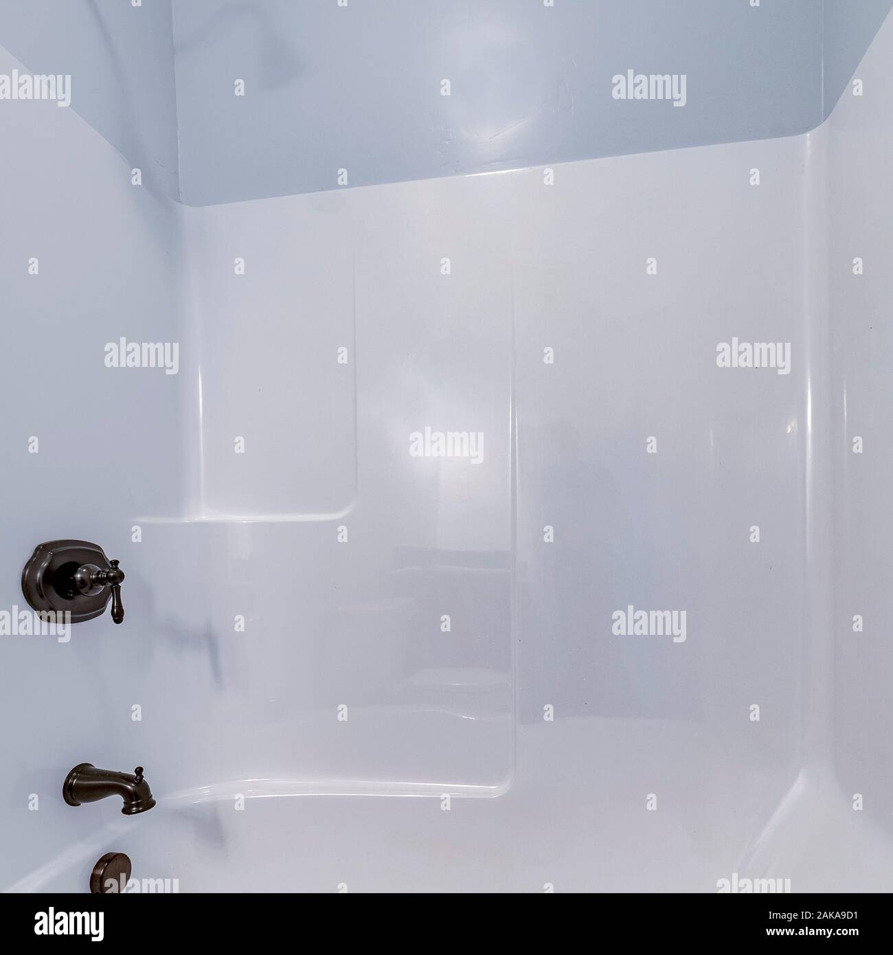 Square Modern interior fitted white tiled shower cubicle Stock Photo ...