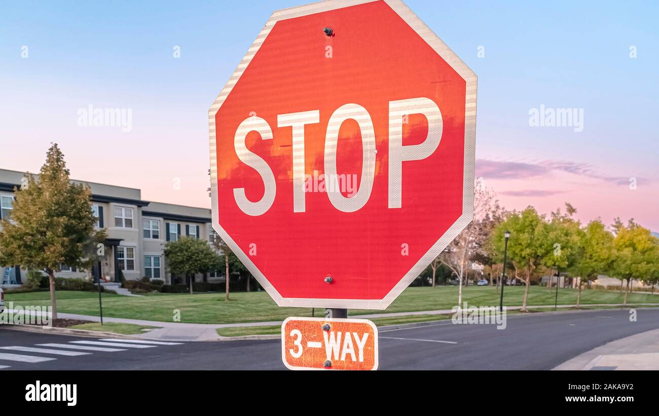 3 way stop sign hi-res stock photography and images - Alamy