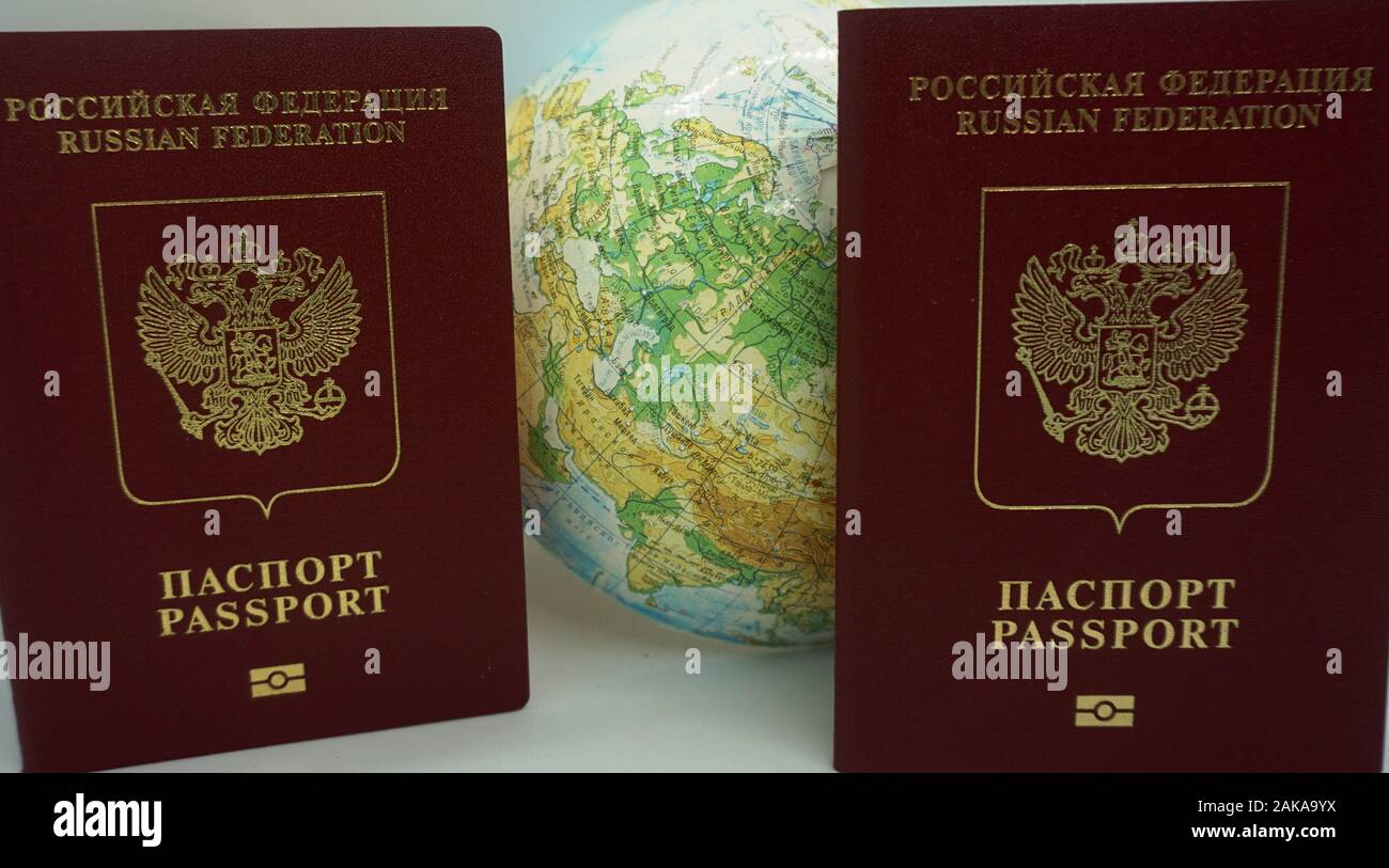 passport of a citizen of the Russian Federation and the globe Stock ...