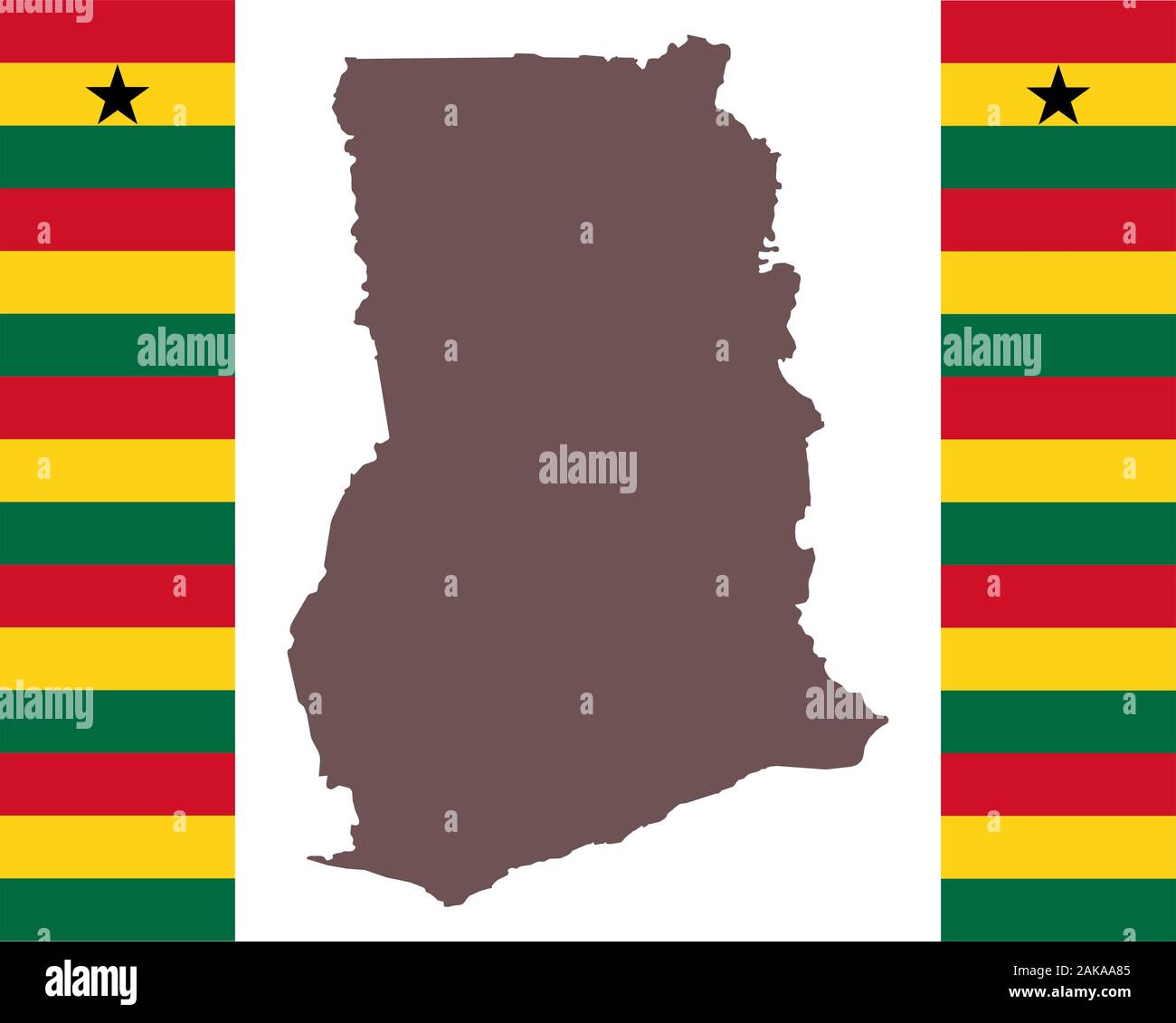 Map of Ghana on background with flag Stock Photo - Alamy