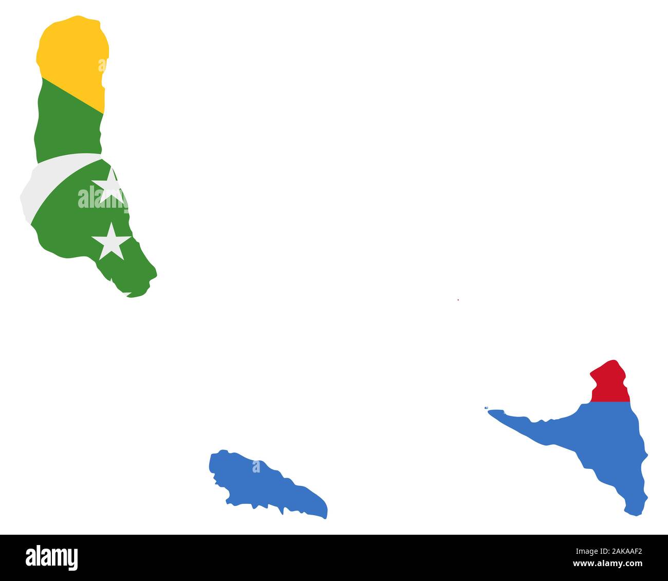 Flag in map of the Comoros Stock Photo - Alamy